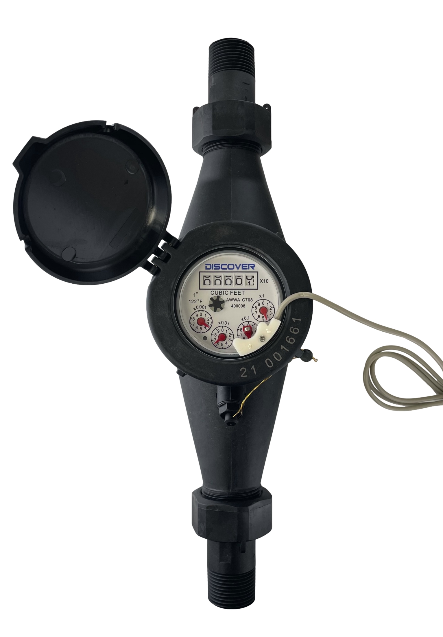 1" Lead Free Plastic Multi-Jet Water Meter - Gallons/Liters/Cubic feet